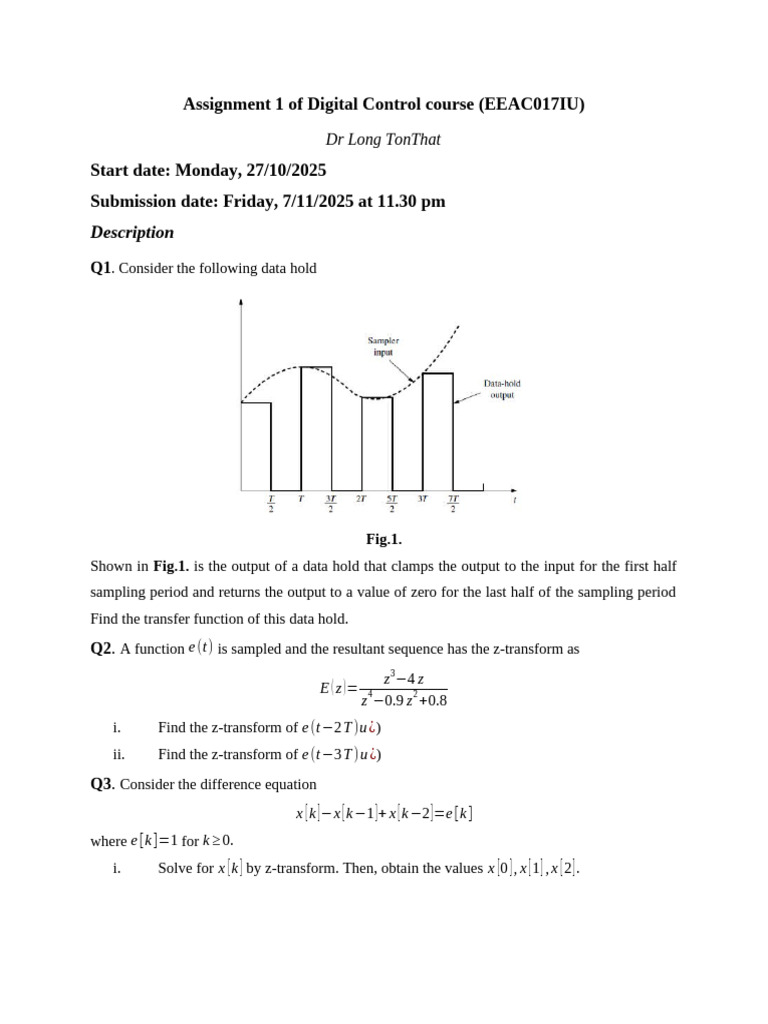 Digital Control Assignment Overview | PDF