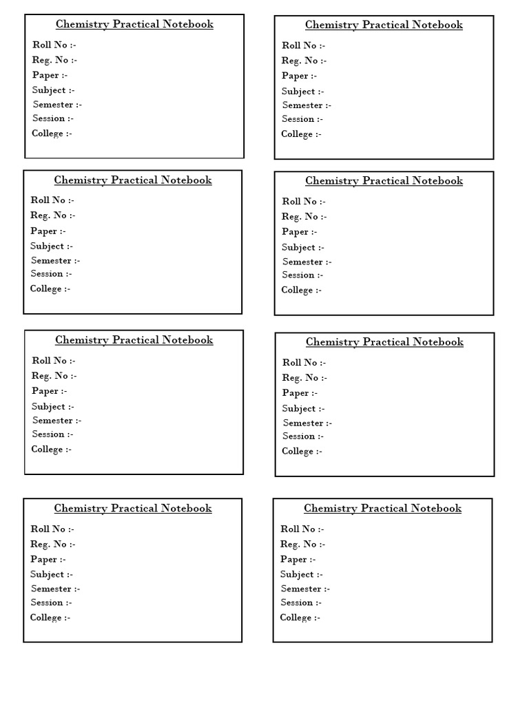 Chemistry Practical Notebook Template | PDF