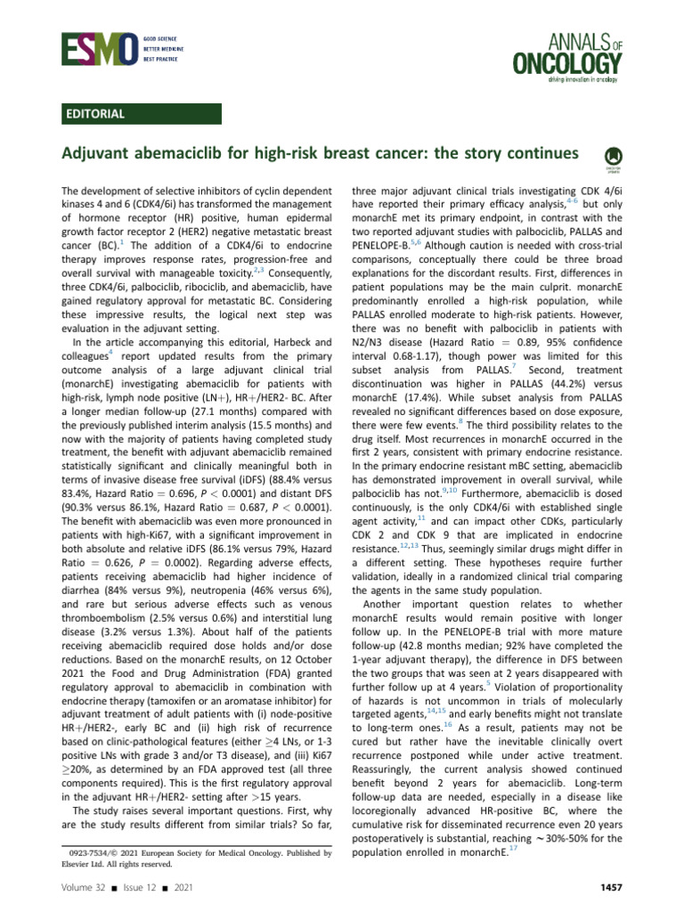 Adjuvant Abemaciclib in High-Risk Breast Cancer | PDF | Medical ...