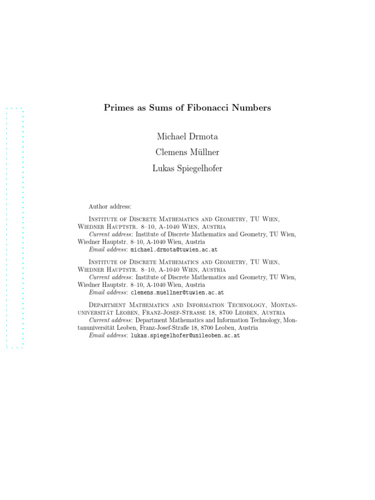Primes as Fibonacci Sums Explained | PDF | Prime Number | Numbers