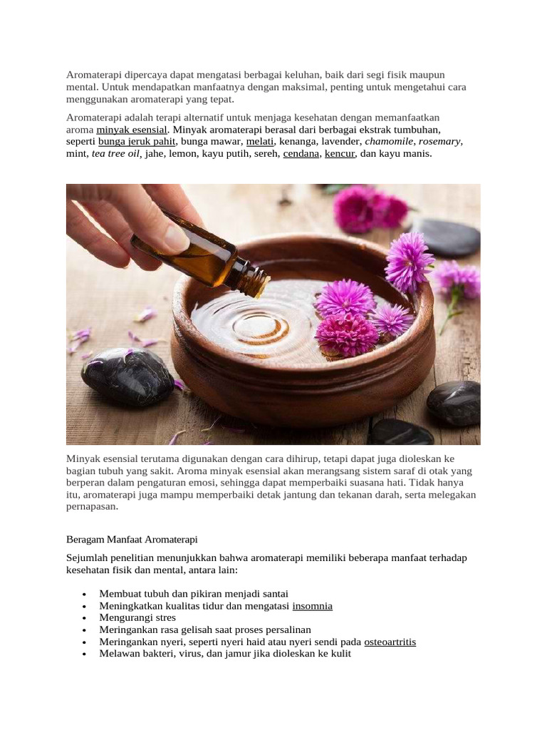 Manfaat dan Cara Menggunakan Aromaterapi | PDF