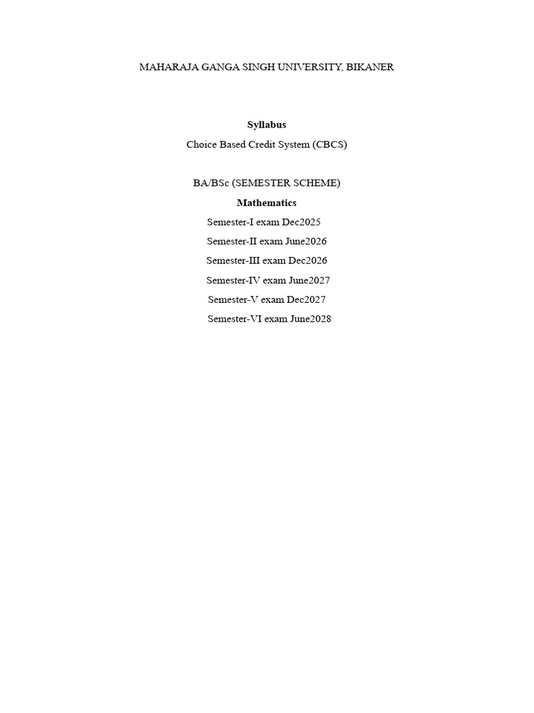 Syllabus BSC Maths | PDF | Ring (Mathematics) | Eigenvalues And ...