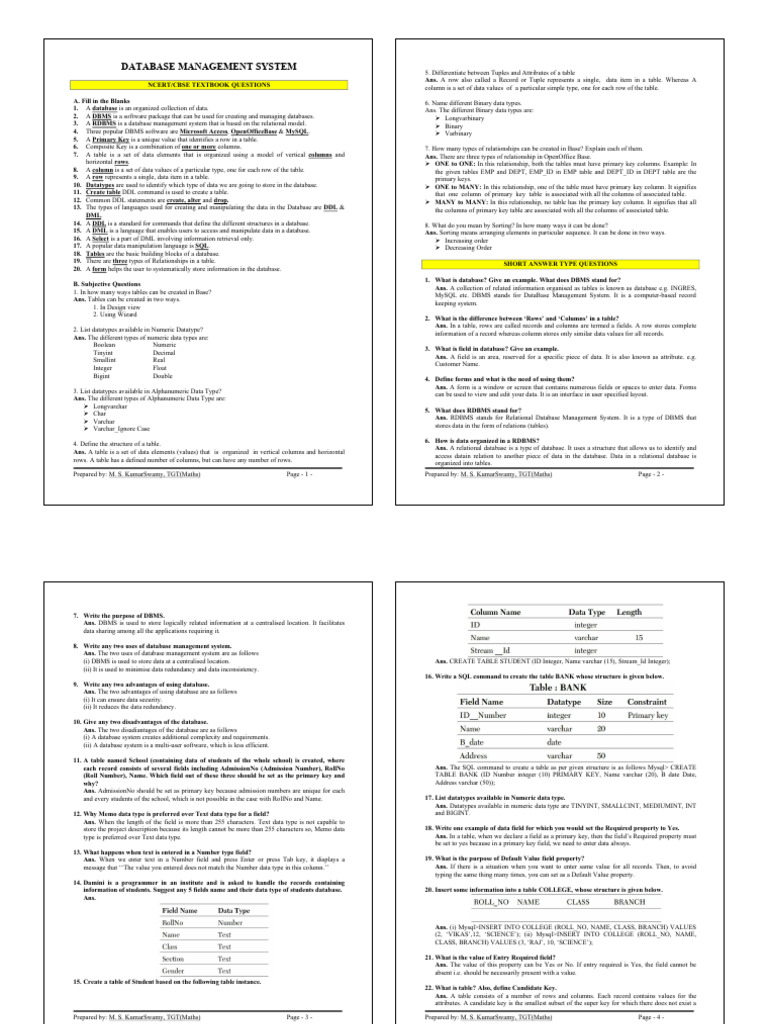 03 Database Management System Important Questions Answers Converted | PDF | Databases ...