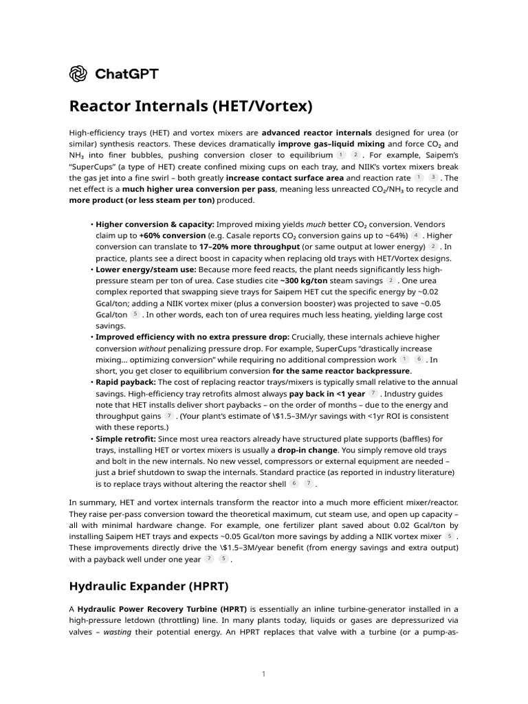 Reactor Internals (HET_Vortex) (1) | PDF | Urea | Chemical Reactor