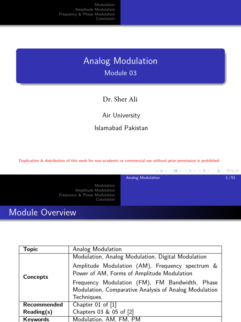 Module 03 Analog Modulation | PDF | Frequency Modulation | Bandwidth (Signal Processing)