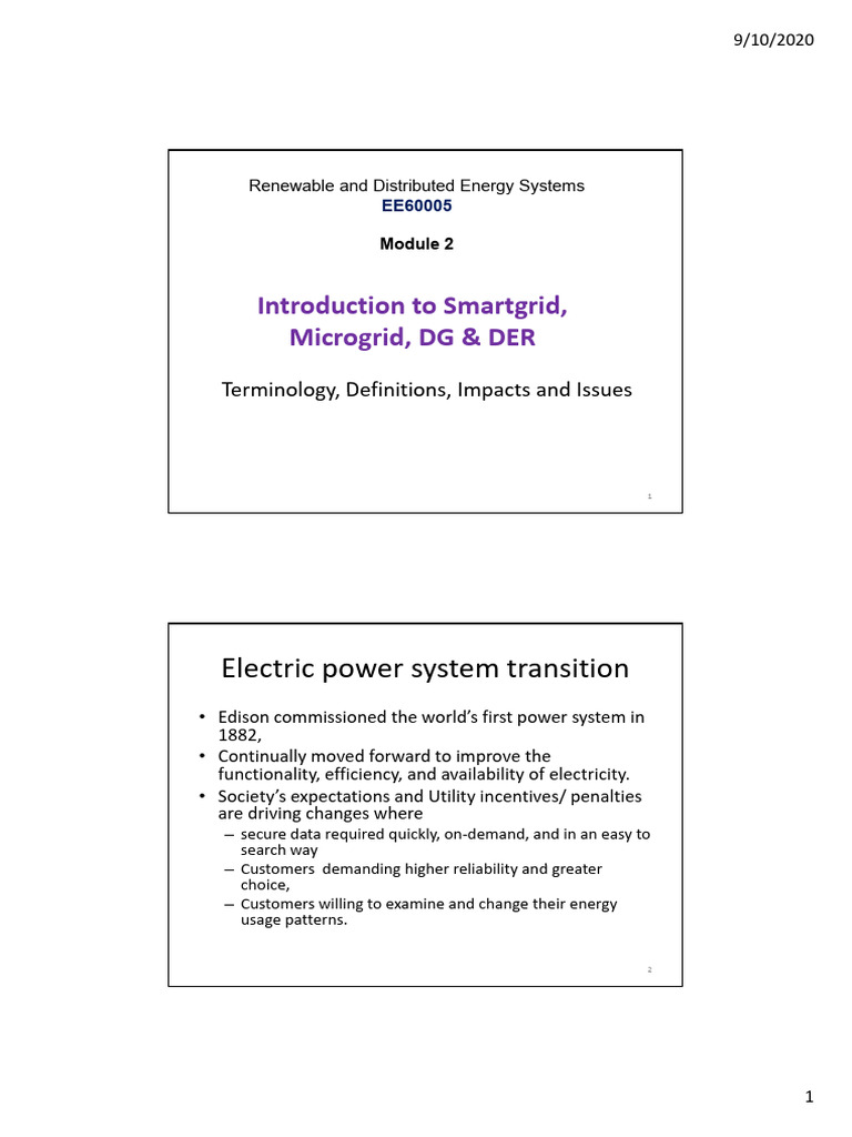 Intro To SG, MG, DG Module 2 | PDF | Distributed Generation ...