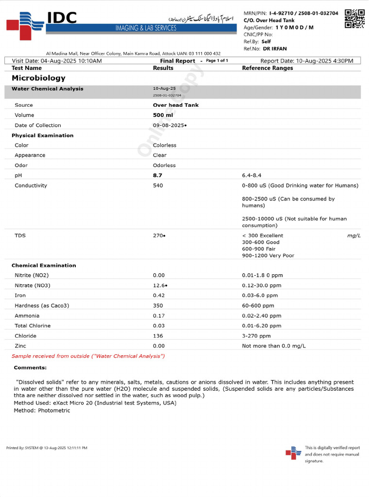 Over Head Tank Chemical | PDF