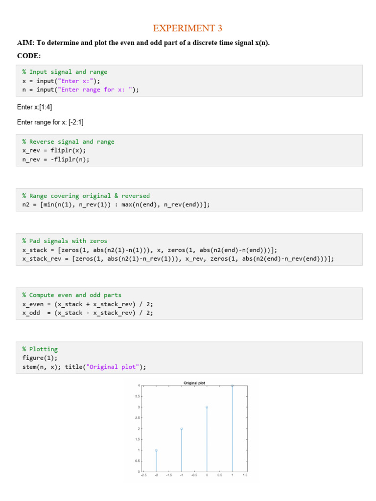 Even and Odd Parts of Discrete Signals | PDF