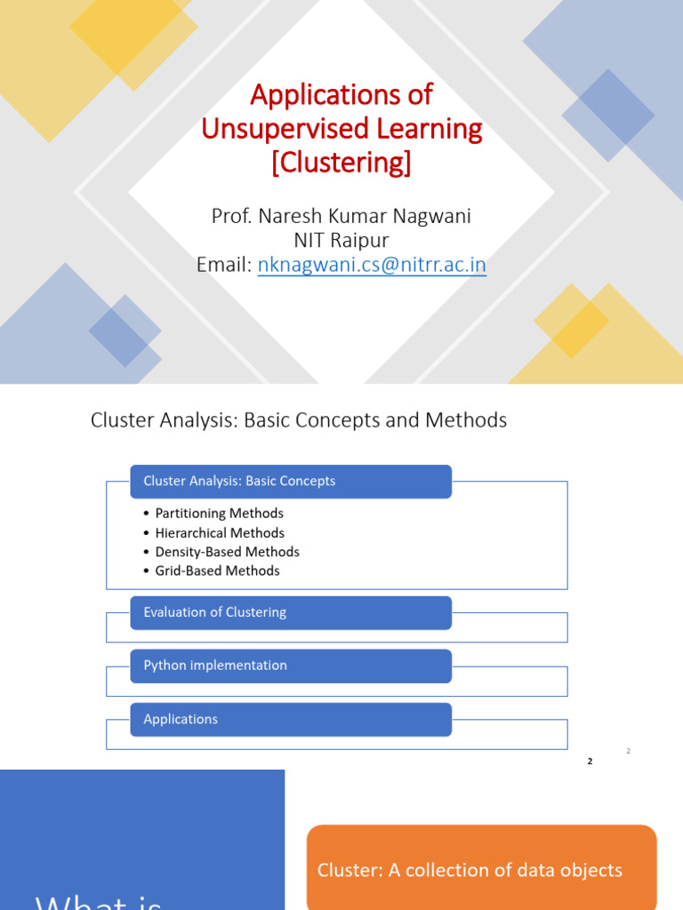 Unsupervised Learning - Overview and Applications | PDF | Cluster ...