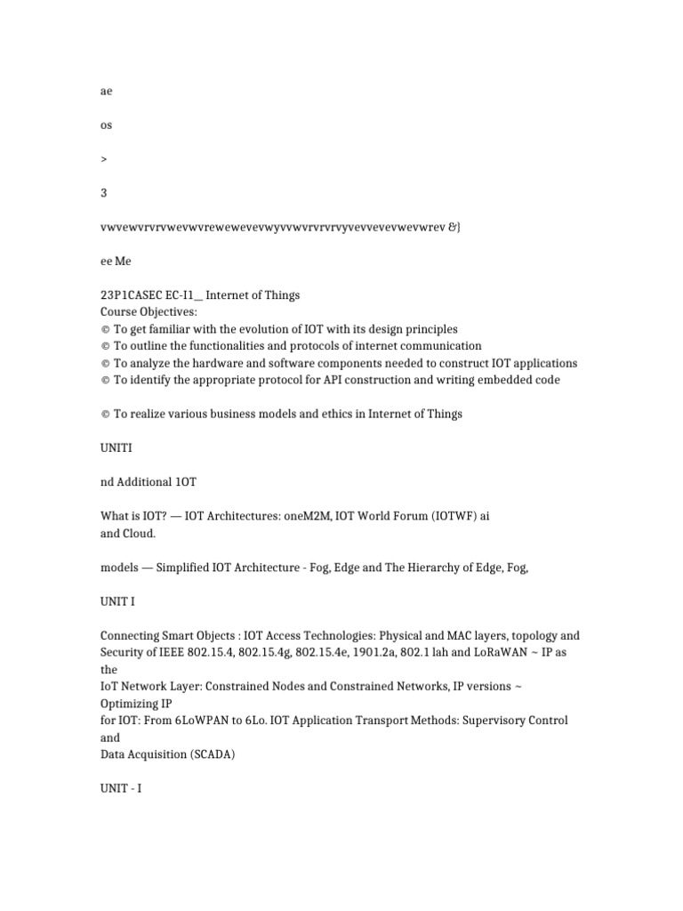 Internet of Things Syllabus | PDF