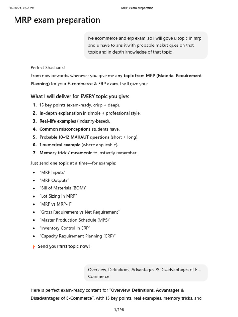 MRP exam preparation | PDF | Computer Network | Electronic Data Interchange