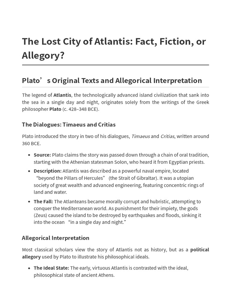 09 The Lost City of Atlantis Fact Fiction or Allegory | PDF | Atlantis