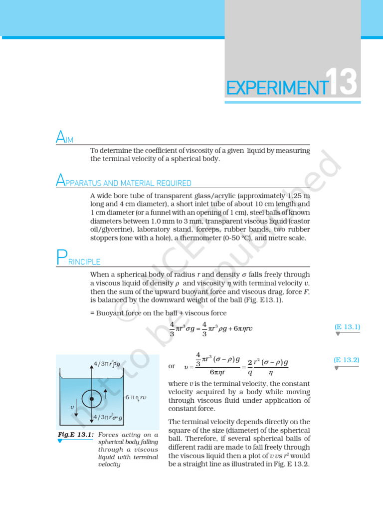 XI Expt Viscosity of Liquid-1 | PDF | Viscosity | Liquids