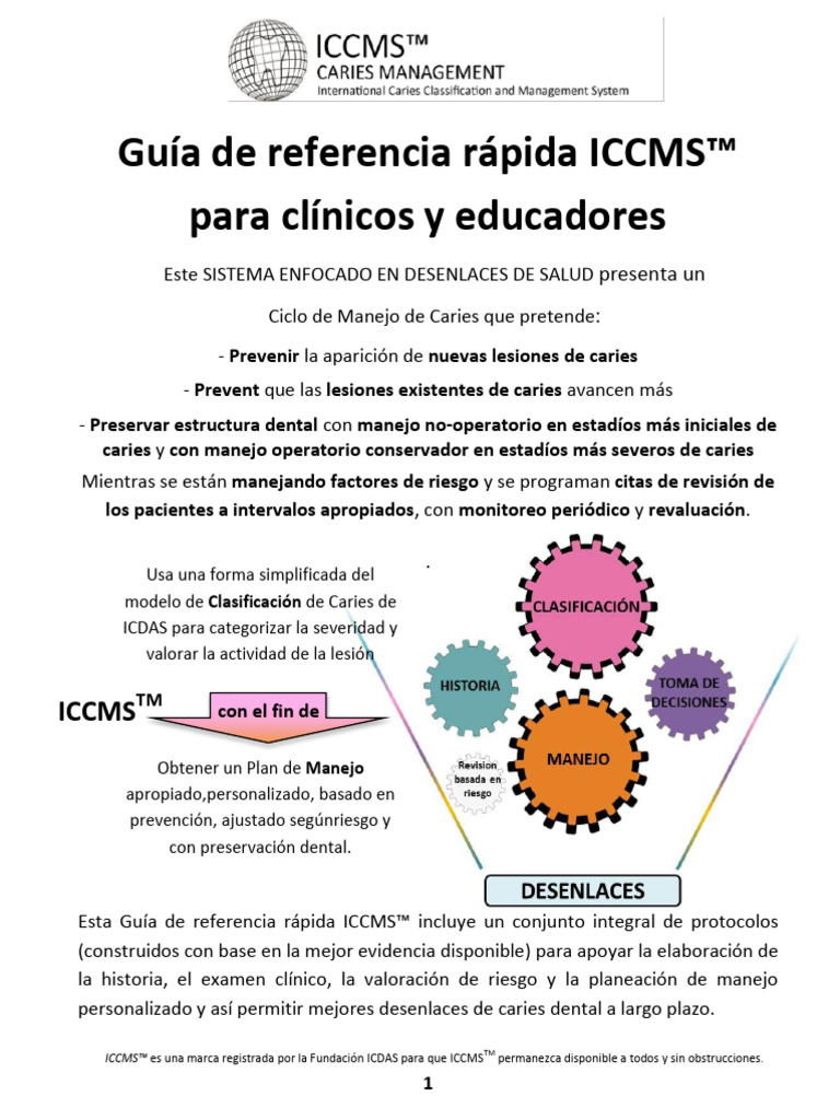 Guía rápida ICCMS™ para manejo de caries | PDF | Esmalte de dientes ...
