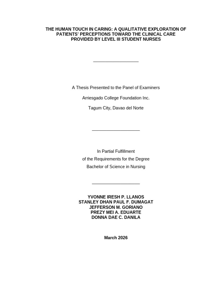 Patient Perceptions of Student Nurses' Care | PDF | Nursing | Methodology