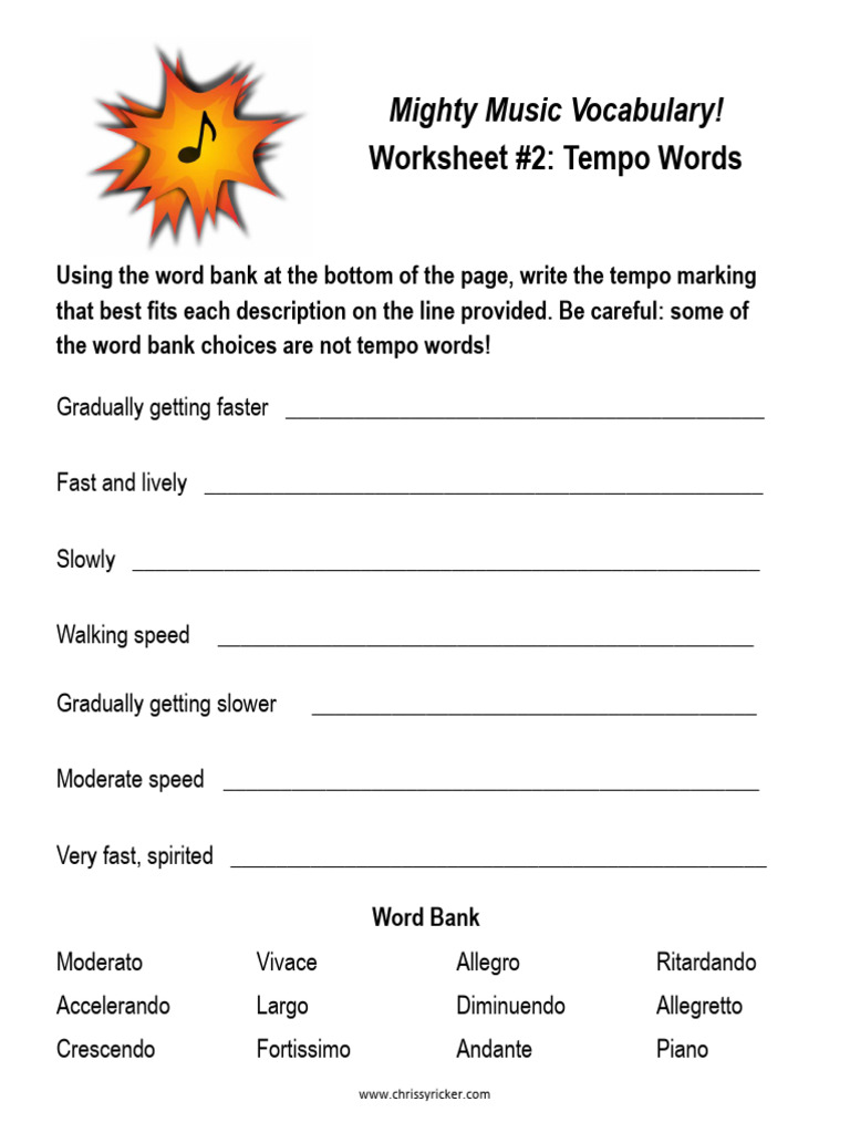 Music Vocab 2 Tempo Words | PDF