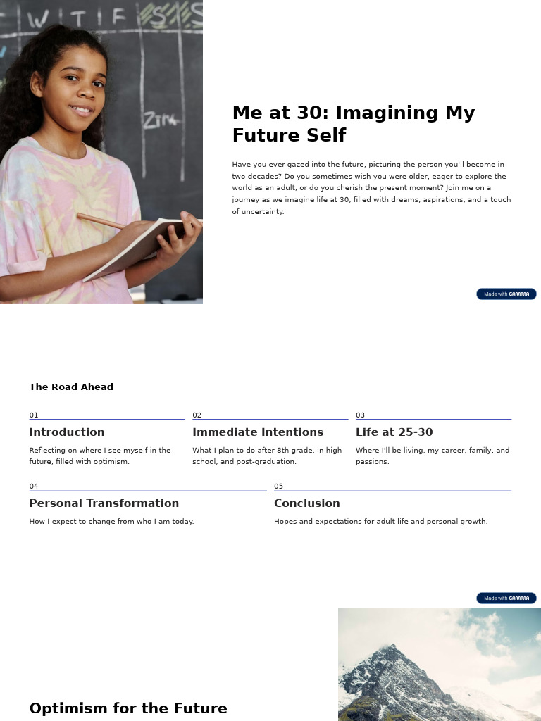 Me at 30 Imagining My Future Self | PDF | Personal Development | Psychology