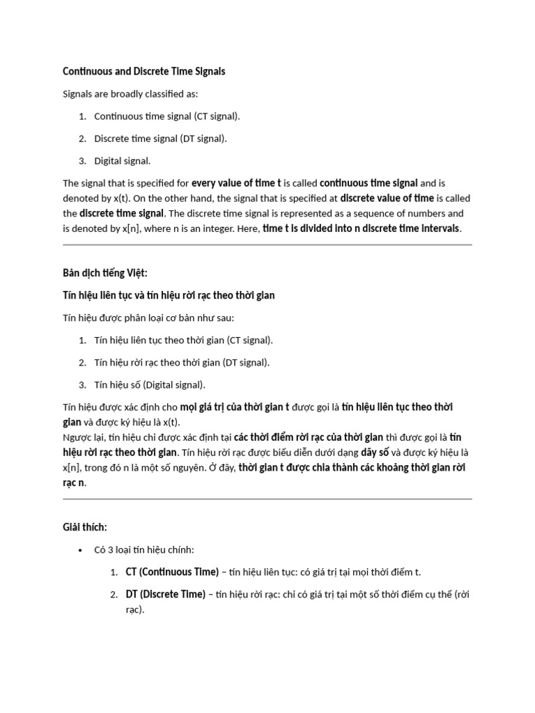 Continuous and Discrete Time Signals | PDF