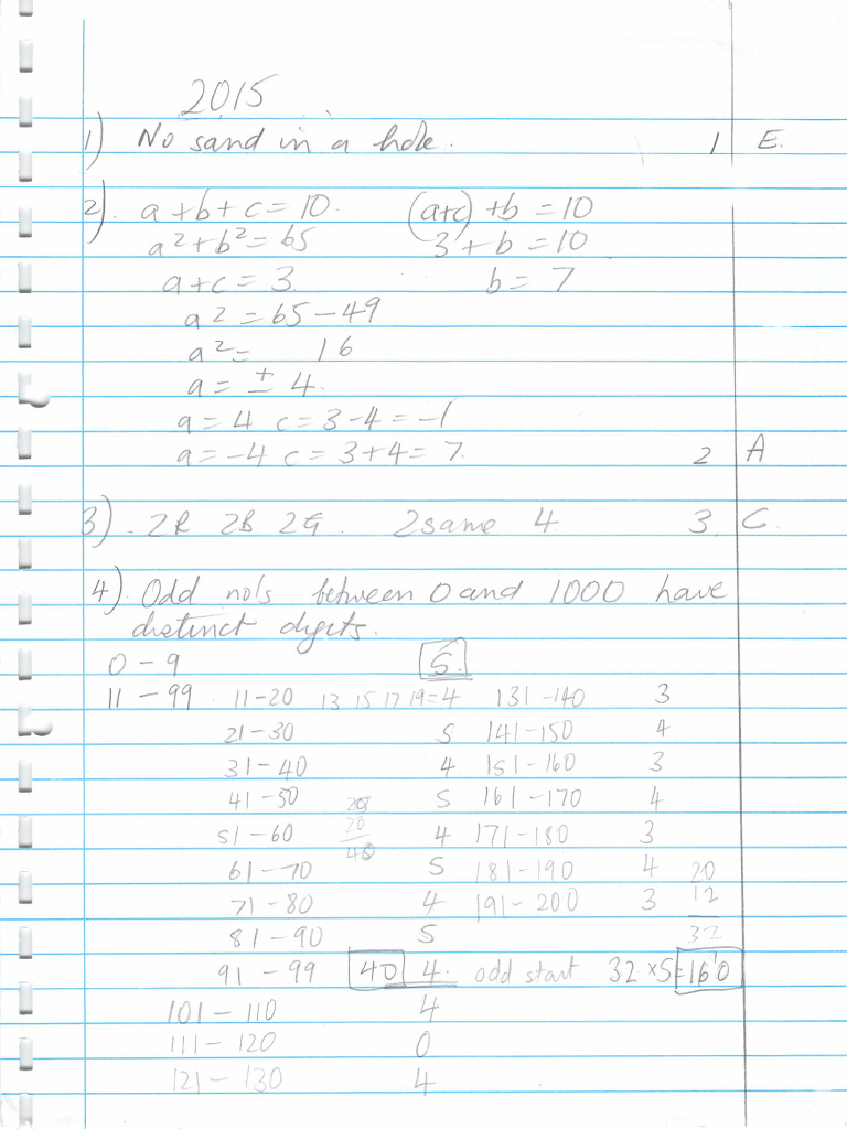 Old Mutual Math Olympiad Past Question Answers | PDF