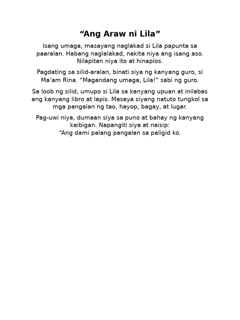 Ang Araw Ni Lila | PDF