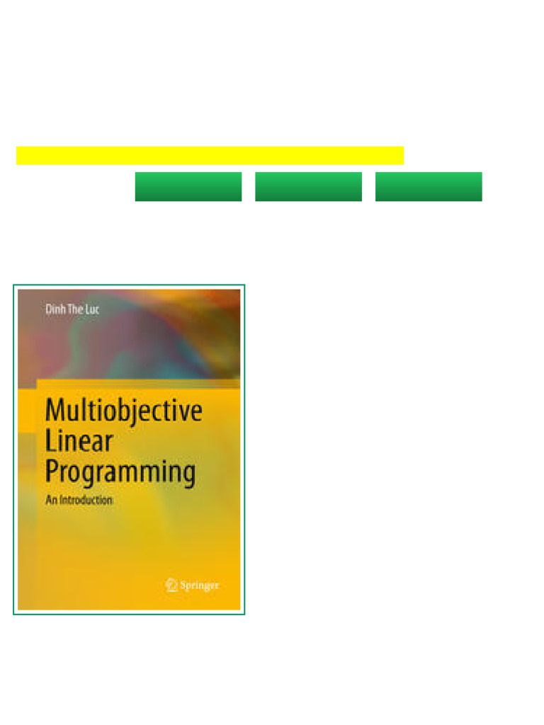 Multiobjective Linear Programming: An Introduction 1st Edition Dinh The ...