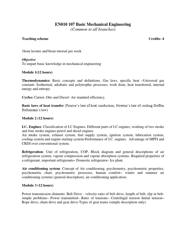 Bme Syllabus Download Free Pdf Internal Combustion Engine Turbine
