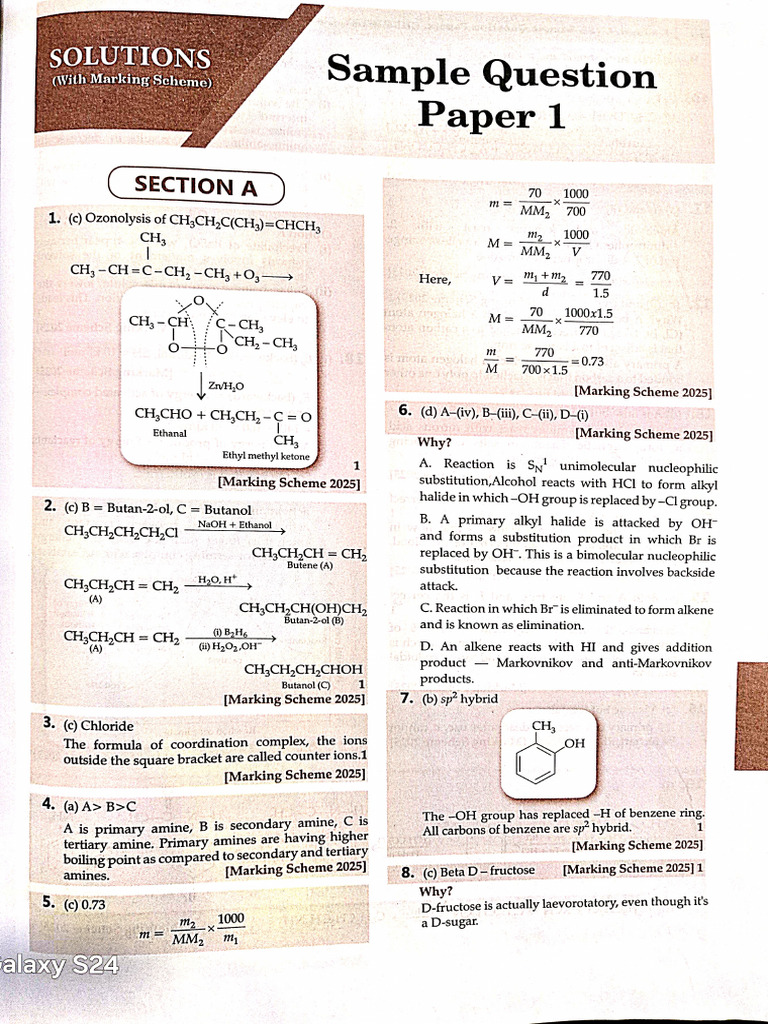 Sample Question Paper Answers | PDF