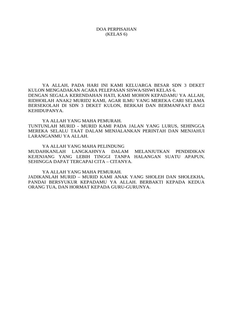 Doa Perpisahan | PDF