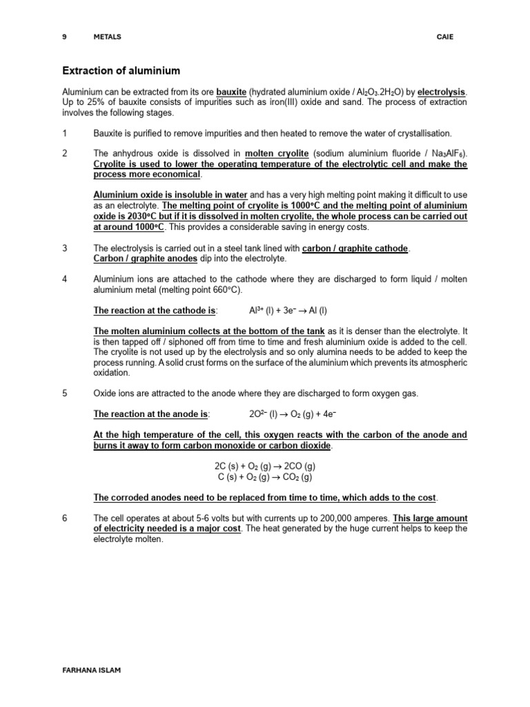 Aluminium Extraction Process Explained | PDF | Aluminium | Oxide