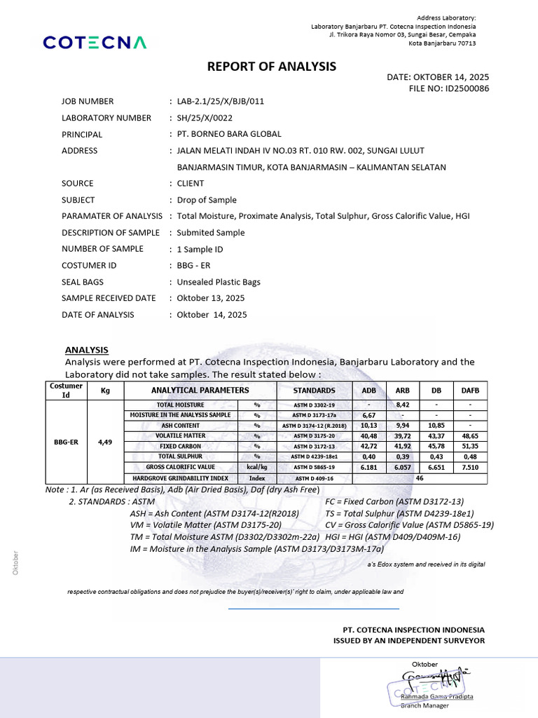 Scan Report of Analysis - Pt. Borneo Bara Global - Bbg-Er - Okt 15 ...