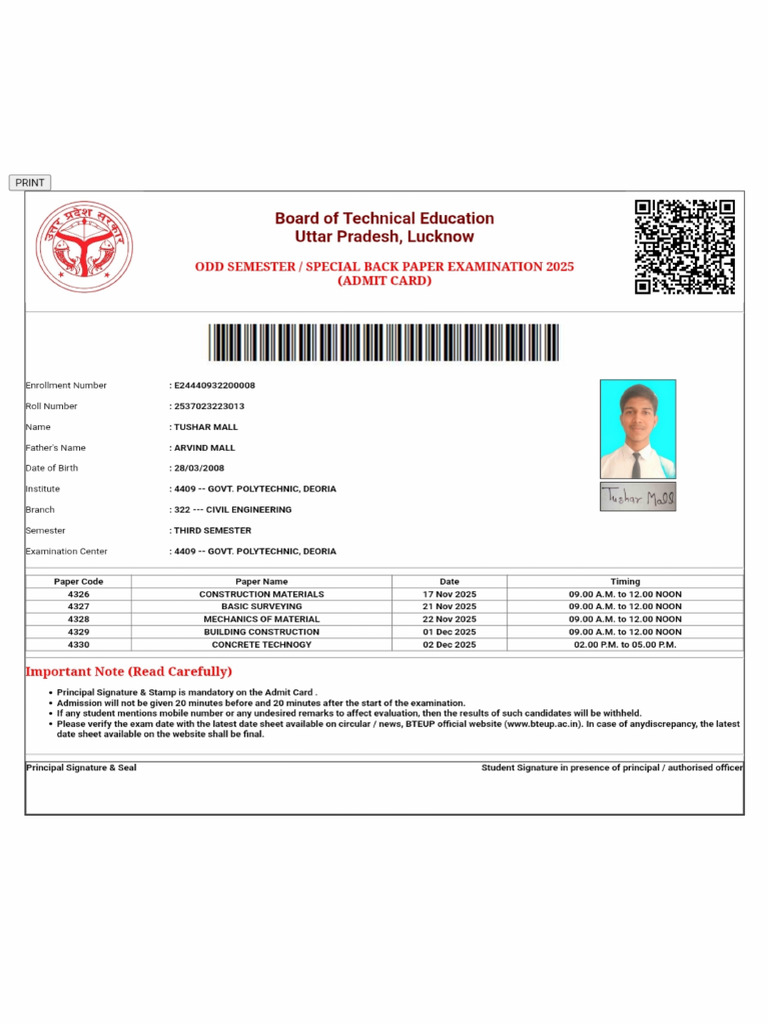 Admit Card | PDF
