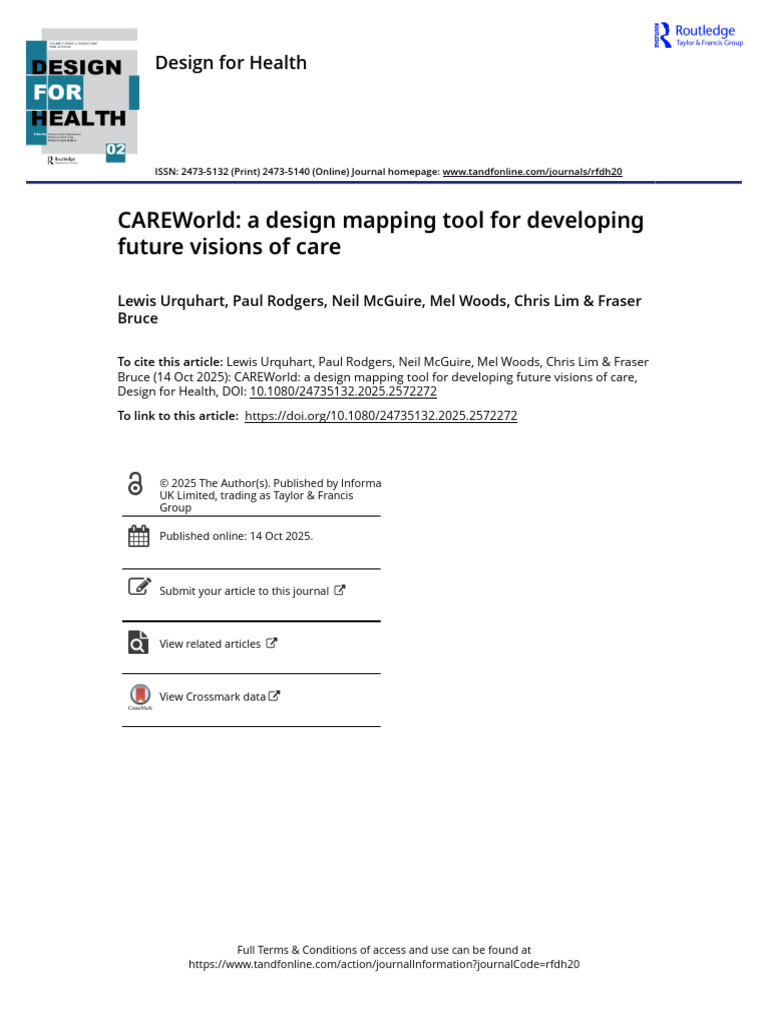 CAREWorld A Design Mapping Tool For Developing Future Visions of Care ...