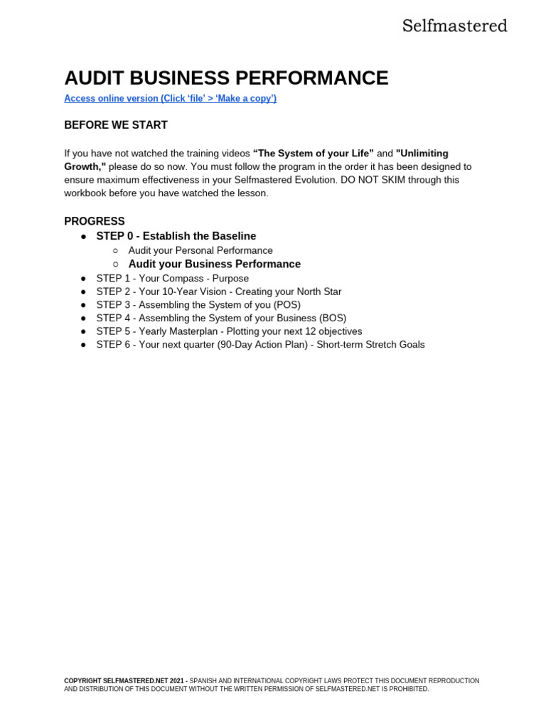 Audit Business Performance | PDF | Sales | Copyright