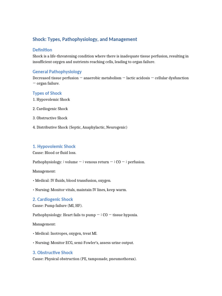 Shock Summary | PDF