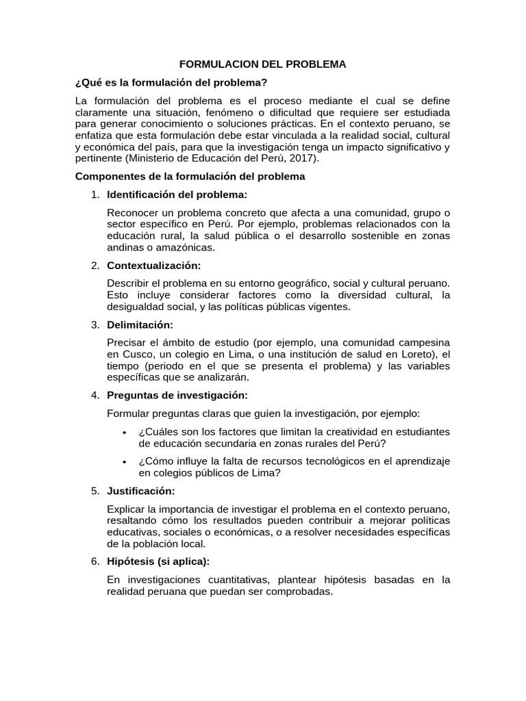 Qué Es La Formulación Del Problema | PDF | Experimentar | Estadísticas
