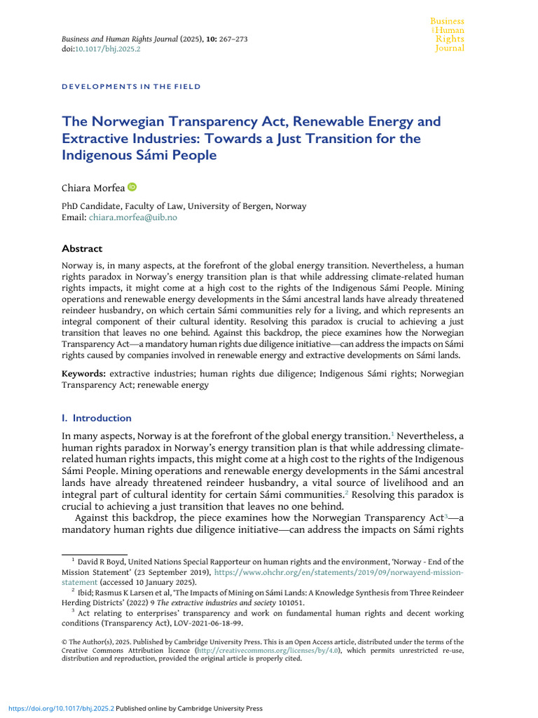 Sámi Rights and Norway's Energy Transition | PDF | Sami People | Due ...
