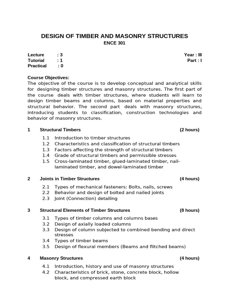 Timber and Masonry Structure Design | PDF | Masonry | Beam (Structure)