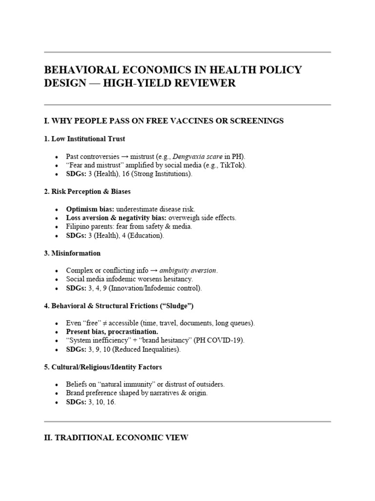 Behavioral Economics in Health Policy | PDF | Behavioral Economics ...