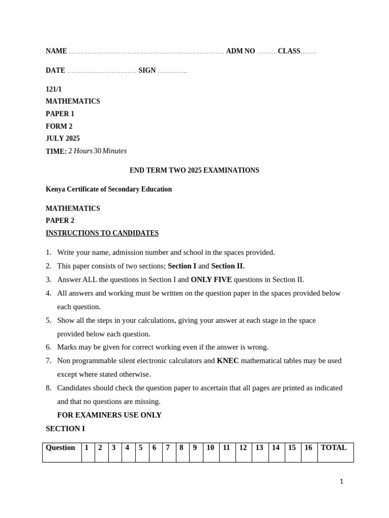 Mathematics f2t2 2025 - Qs | PDF | Area | Rotation