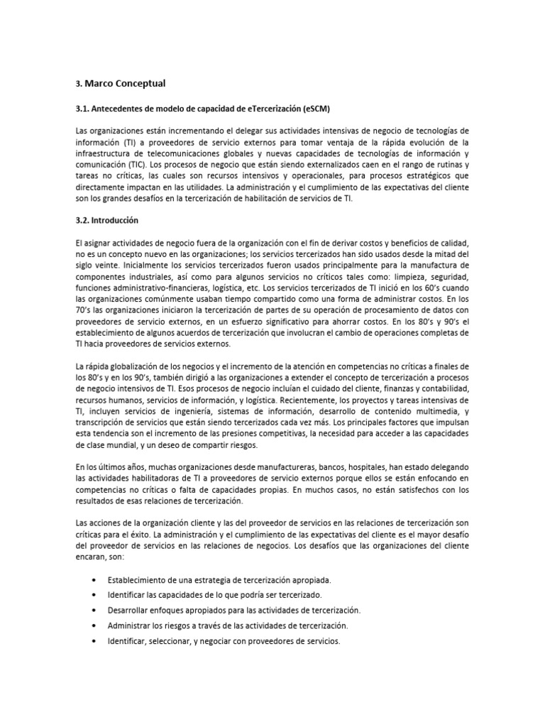 Marco Téorico ESCM | PDF | Itil | Outsourcing