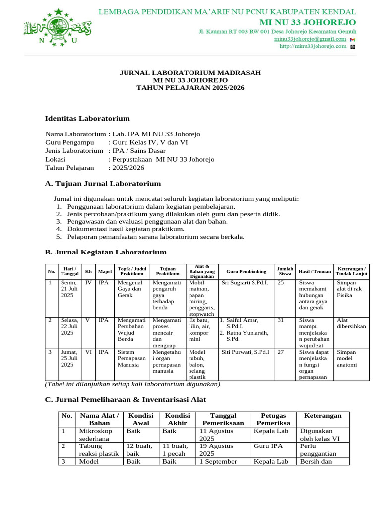 1.5-1-2 Jurnal Pengembangan Laborat | PDF