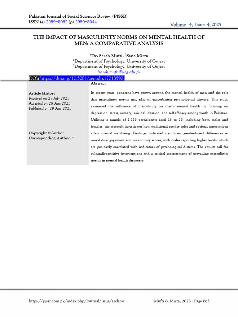 Masculinity Norms and Men's Mental Health | PDF | Mental Health ...
