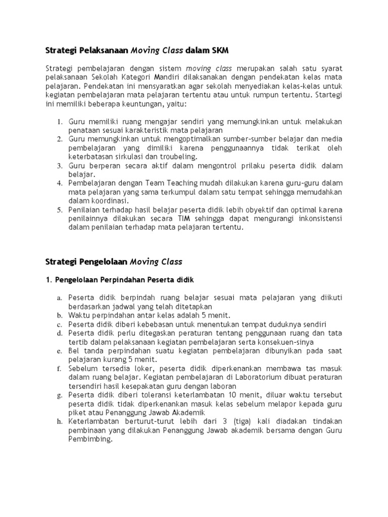 Strategi Pelaksanaan Moving Class Dalam SKM | PDF
