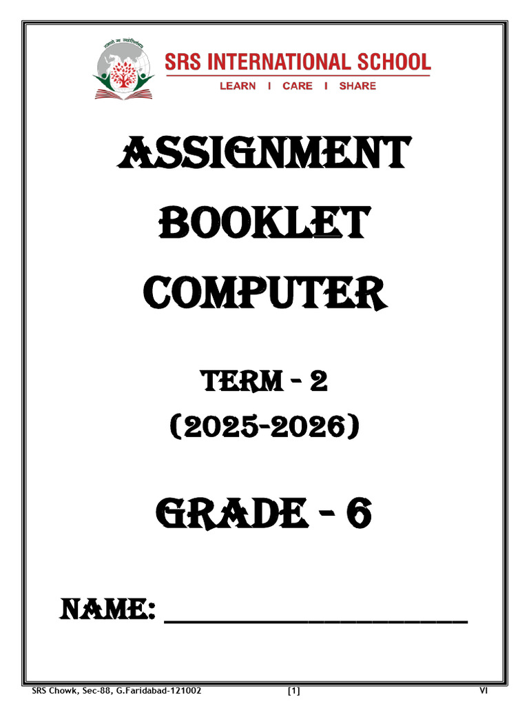Grade - 6 - Computer - Assignment Booklet - 22.10.2025 | PDF | Python (Programming Language ...
