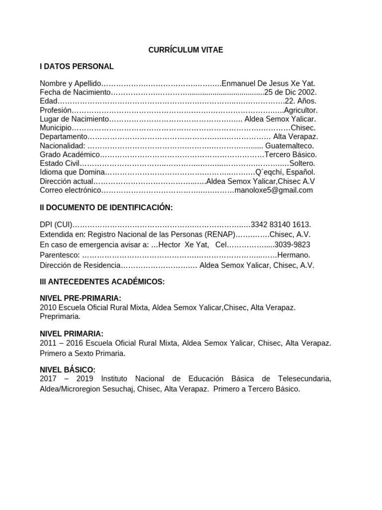 Currículum Vitae Xe Yat | PDF