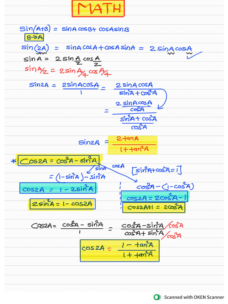 Multiple and Sub-Multiple Angles | PDF