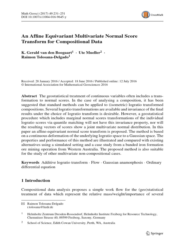 AnAffine Equivariant Multivariate Normal Score Transform For ...
