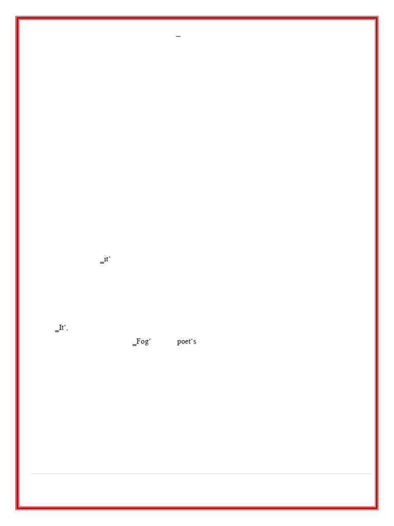 Fog - (Poem) : Extract Based Comprehension Questions | PDF | Poetry