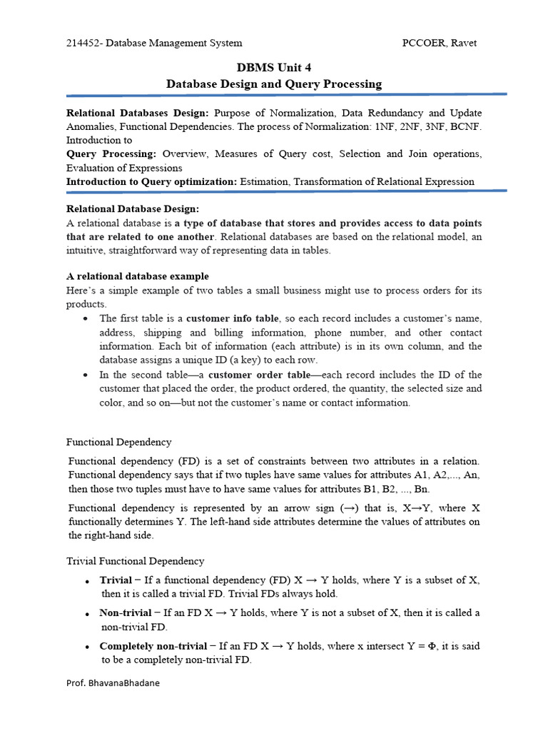 DBMS Unit 4 | PDF | Database Index | Databases