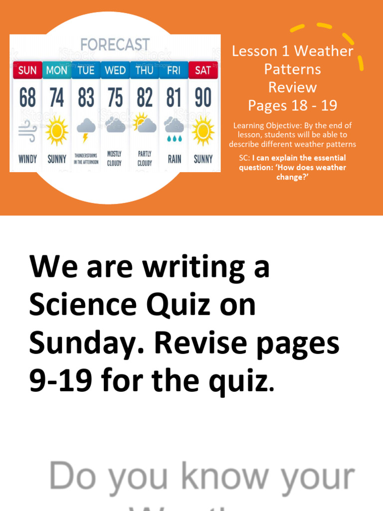 Lesson 1 Weather Patterns Review Pages 18 - 19 | PDF